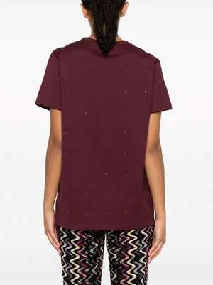 BARRIE Logo-embroidered Embellished T-shirt - Red