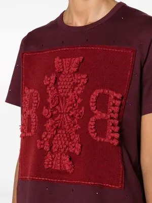 BARRIE Logo-embroidered Embellished T-shirt - Red