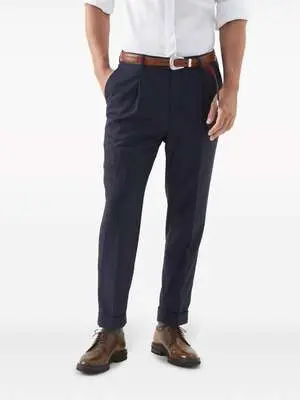 Brunello Cucinelli Tapered-leg Wool Trousers - Blue