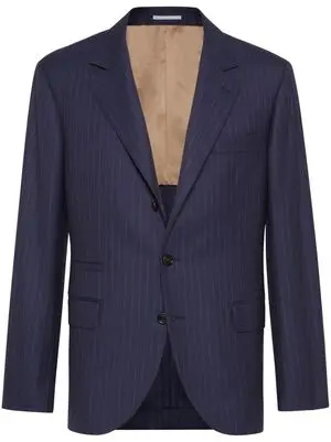 Brunello Cucinelli Pinstripe Virgin-wool Blazer - Blue