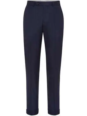 Brunello Cucinelli Tapered-leg Wool Trousers - Blue