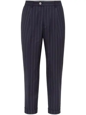Brunello Cucinelli Tapered-leg Wool Trousers - Blue