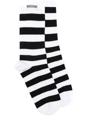 Moschino Striped Mid-calf Socks - Black