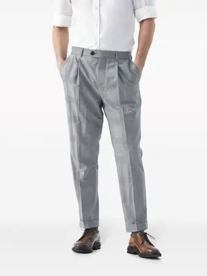 Brunello Cucinelli Straight-leg Prince Of Wales Check Trousers - Black