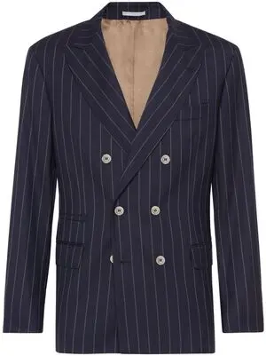 Brunello Cucinelli Pinstripe Virgin Wool Blazer - Blue