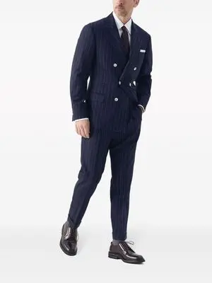 Brunello Cucinelli Pinstripe Virgin Wool Blazer - Blue