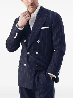Brunello Cucinelli Pinstripe Virgin Wool Blazer - Blue