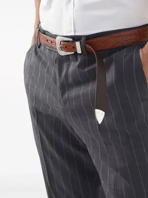 Brunello Cucinelli Striped Virgin Wool Trousers - Grey