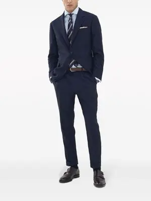 Brunello Cucinelli Tapered-leg Wool Trousers - Blue