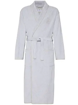 Brunello Cucinelli Logo-embroidered Bath Robe - Blue