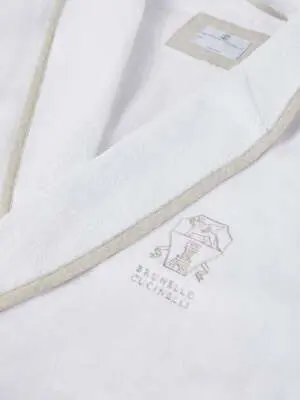 Brunello Cucinelli Logo-embroidered Bath Robe - White