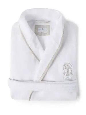 Brunello Cucinelli Logo-embroidered Bath Robe - White