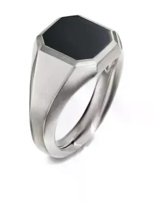David Yurman Sterling Streamline Onyx Signet Ring - Silver