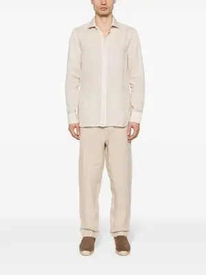 120% Lino Long-sleeves Linen Shirt - Neutrals