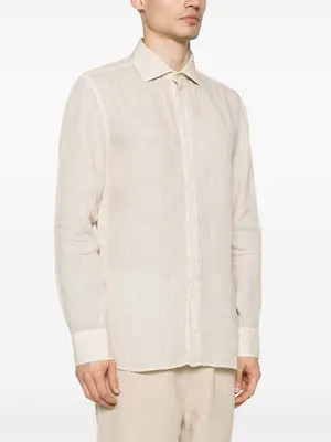 120% Lino Long-sleeves Linen Shirt - Neutrals