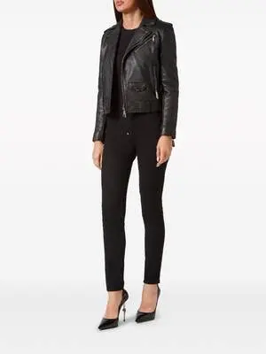 Philipp Plein Logo-patch Leather Biker Jacket
