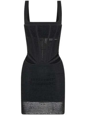 DION LEE Corset-style Crochet-knit Minidress