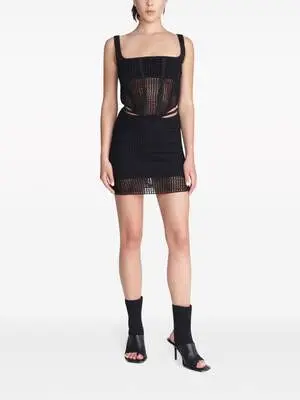 DION LEE Corset-style Crochet-knit Minidress