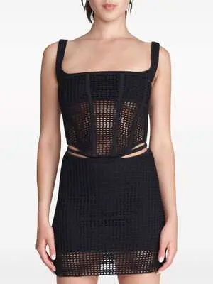 DION LEE Corset-style Crochet-knit Minidress