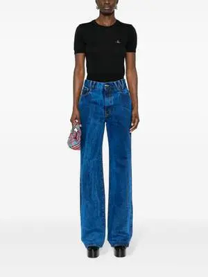VIVIENNE WESTWOOD Orb-embroidered Knitted Top - Black