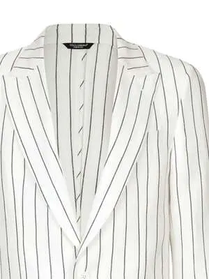 Dolce & Gabbana Striped Linen Blazer - White
