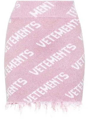 Vetements Logo-intarsia Lurex Miniskirt - Pink