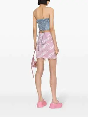Vetements Logo-intarsia Lurex Miniskirt