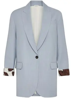 Brunello Cucinelli Single-breasted Blazer With Contrasting Cuffs