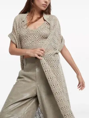 Brunello Cucinelli Net Open-knit Cardigen-coat