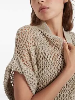 Brunello Cucinelli Net Open-knit Cardigen-coat