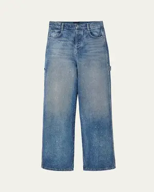 Marc Jacobs Crystal Denim Oversized Jeans - Light Blue Crystal