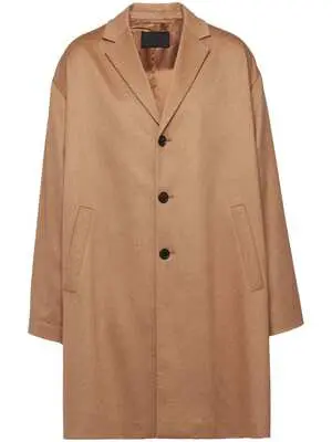 Prada Camel-hair Coat With Triangle Logo
