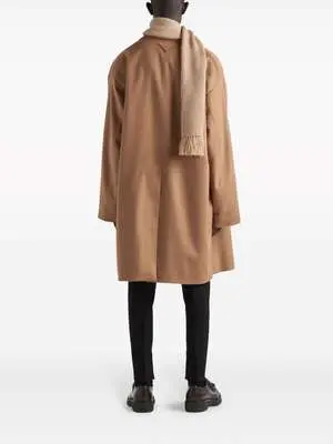 Prada Camel-hair Coat With Triangle Logo