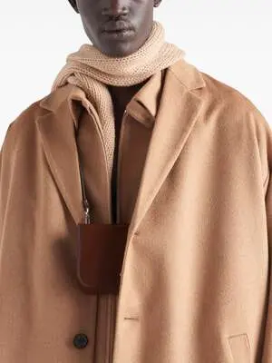Prada Camel-hair Coat With Triangle Logo