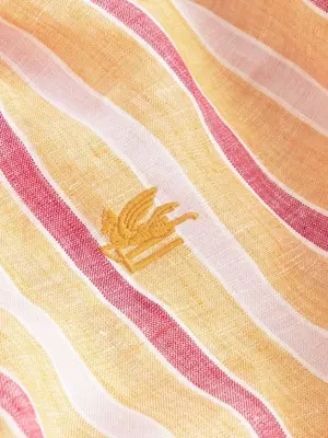 Etro Pegaso-embroidered Striped Shirt - Orange