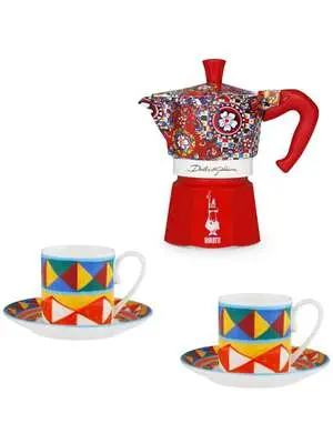 Dolce & Gabbana X Bialetti Moka Express Coffee Maker And Espresso Cups - White