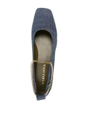 MARIA LUCA Augusta Denim Ballerina Shoes - Blue