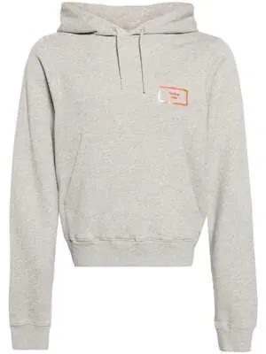 Martine Rose Logo-appliqué Cotton Hoodie - Grey