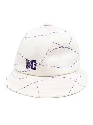 Needles Embroidered Logo Bucket Hat - White