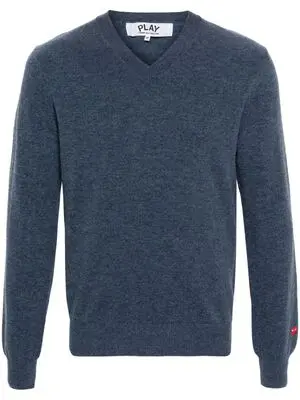 Play Comme Des Garcon Logo-appliqué Wool Jumper - Blue