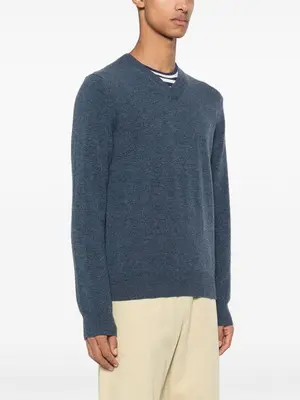 Play Comme Des Garcon Logo-appliqué Wool Jumper - Blue