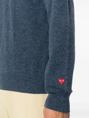 Play Comme Des Garcon Logo-appliqué Wool Jumper - Blue