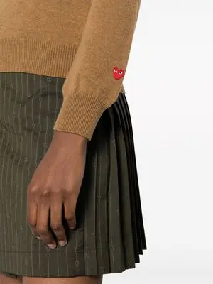 Play Comme Des Garcon Heart Logo Wool Jumper - Neutrals