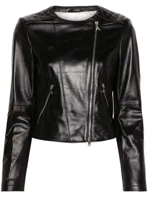 Patrizia Pepe Zip-up Leather Biker Jacket - Black