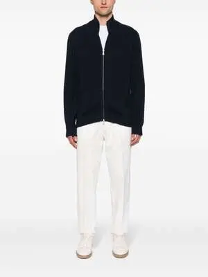 Brunello Cucinelli Cotton Gabardine Pressed Crease Loose-fit Trousers - White