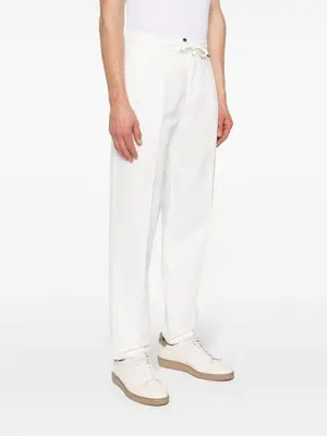 Brunello Cucinelli Cotton Gabardine Pressed Crease Loose-fit Trousers - White