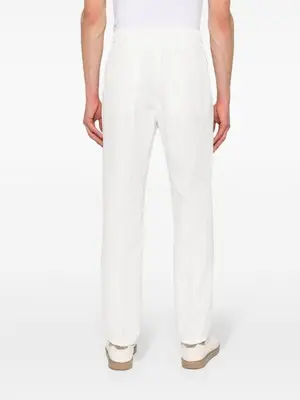 Brunello Cucinelli Cotton Gabardine Pressed Crease Loose-fit Trousers - White