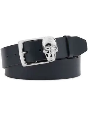 Philipp Plein Skull-buckle Leather Belt - Blue