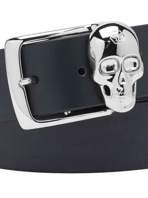 Philipp Plein Skull-buckle Leather Belt