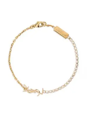 Saint Laurent Monogram Crystal Bracelet - Gold